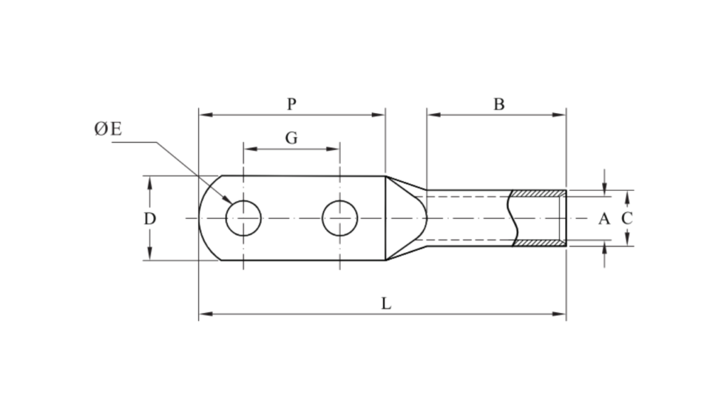 2 Holes, Cable Lugs Standard Barrel | Axis Electricals